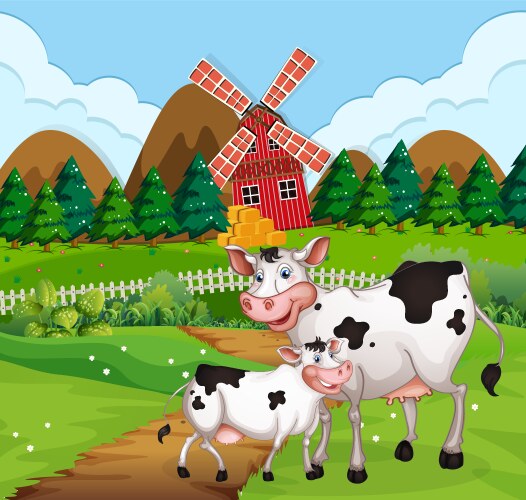 Farm scene Royalty Free Vector Image - VectorStock