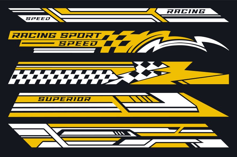 Racing sport set logotypes colorful Royalty Free Vector