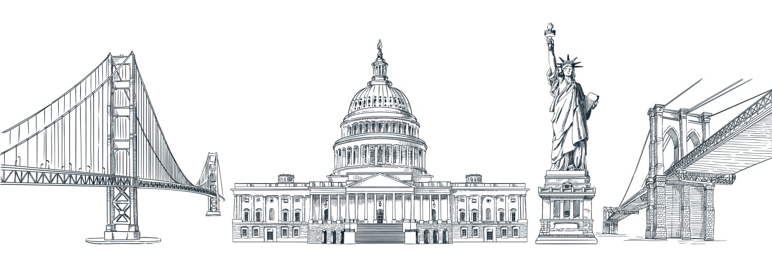 USA Landmarks Sketch – Royalty-Free Vector | VectorStock