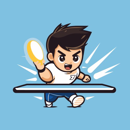 Boy playing table tennis cartoon character Vector Image