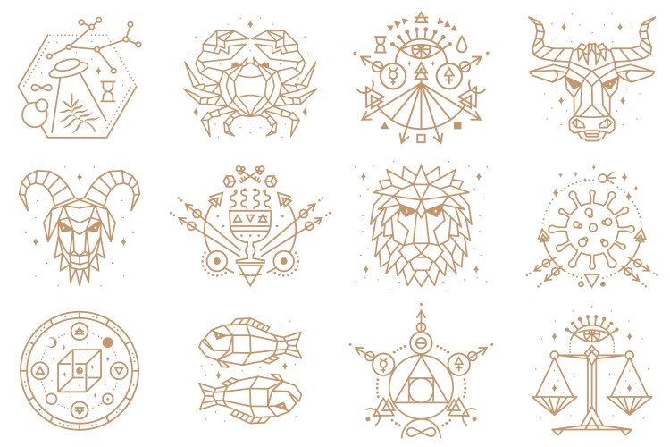 Esoteric and zodiacal symbols Royalty Free Vector Image