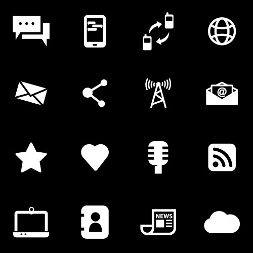 Communication icons black and white Royalty Free Vector