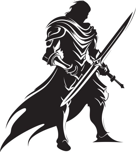 Valiant defender knight soldier raised sword Vector Image