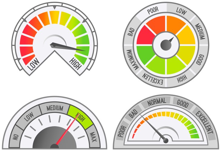 Scale from red to green with arrow risk low Vector Image