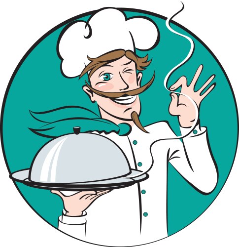 Banner with italian flag pizza and winking chef Vector Image