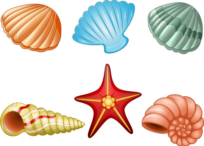 Seven sea shells icons Royalty Free Vector Image