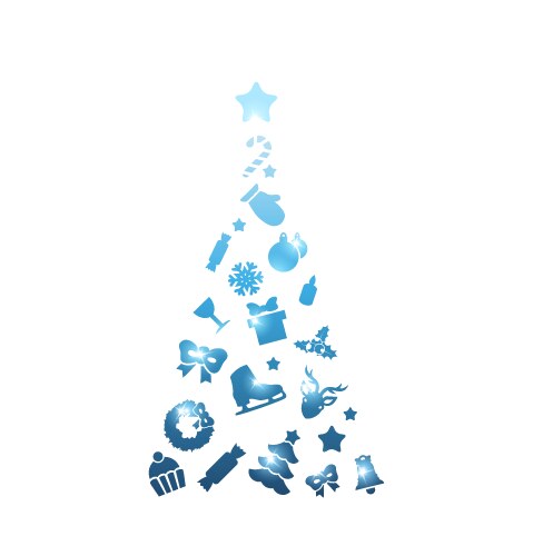 Abstract blue watercolor christmas tree Royalty Free Vector