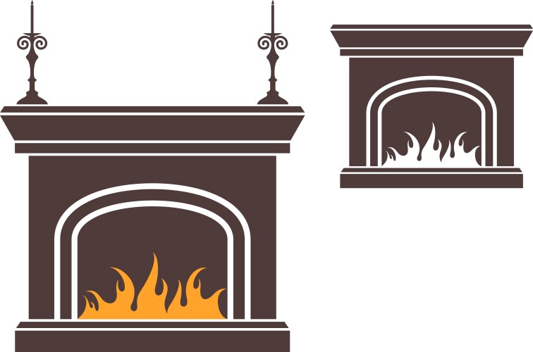 Vintage fireplace and a purple candle Royalty Free Vector
