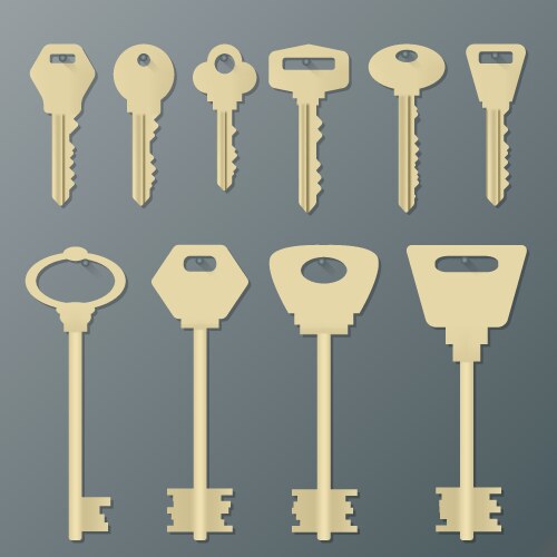 Set of gold keys Royalty Free Vector Image - VectorStock