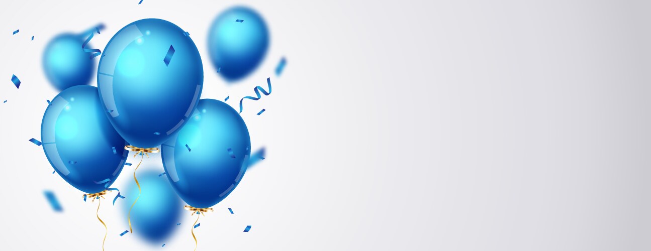 Celebrations banner with blue and silver balloons Vector Image