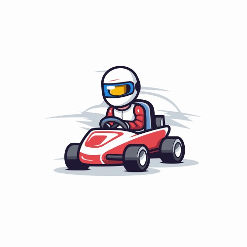 Cartoon kart driver racing on race track Vector Image