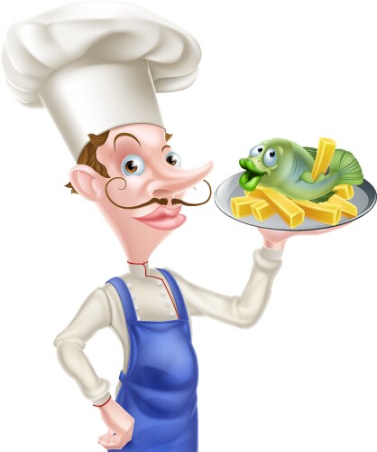 Chef with cooked fish Royalty Free Vector Image