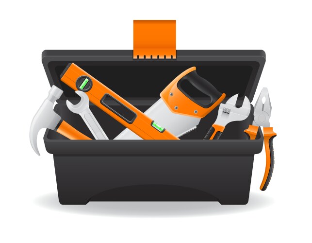 Toolbox with retro instruments Royalty Free Vector Image