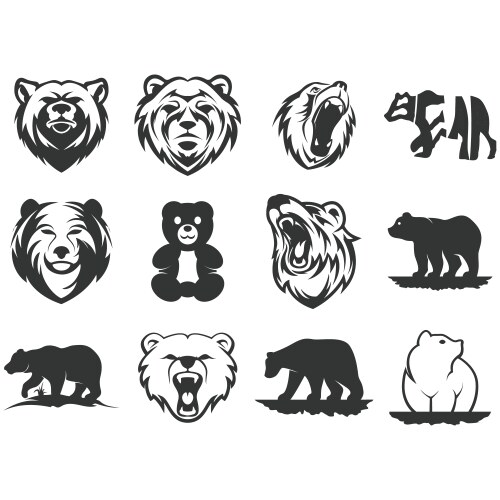 Collection of bear logos Royalty Free Vector Image