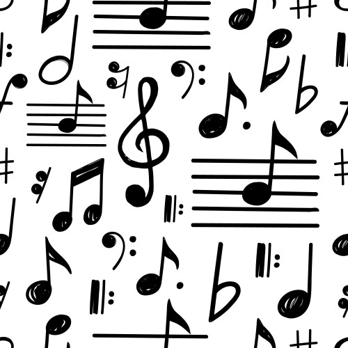 Hand drawn music notes seamless pattern design Vector Image