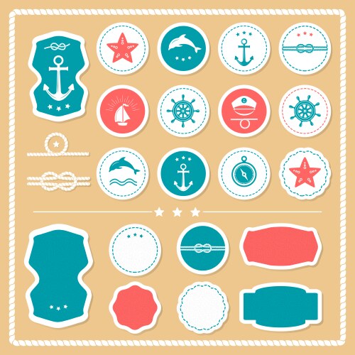 Nautical labels color Royalty Free Vector Image