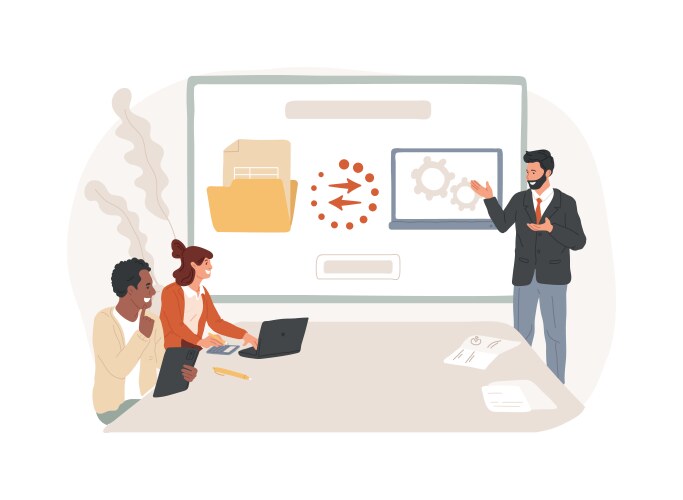 Automated data transfer isolated cartoon Vector Image