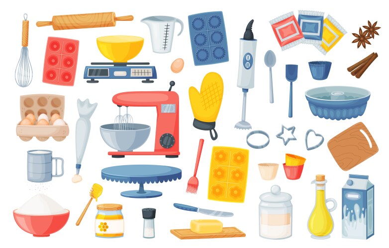 Baking ingredients set Royalty Free Vector Image