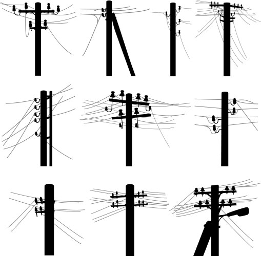 Power poles blueprints Royalty Free Vector Image