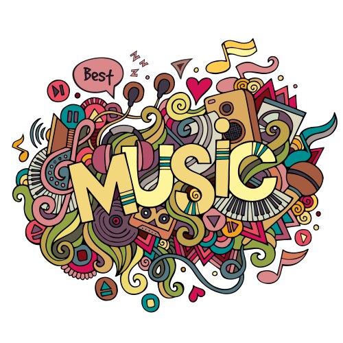 Music hand lettering and doodles elements Vector Image