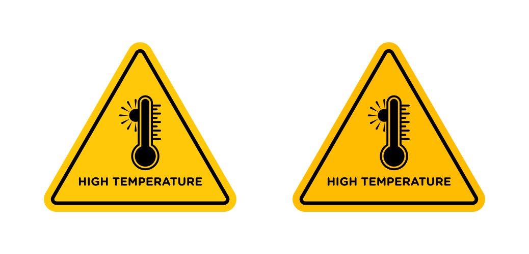 High temperature warning sign icon set caution Vector Image