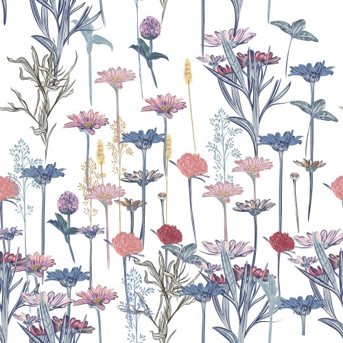 Floral seamless pattern with field flowers Vector Image