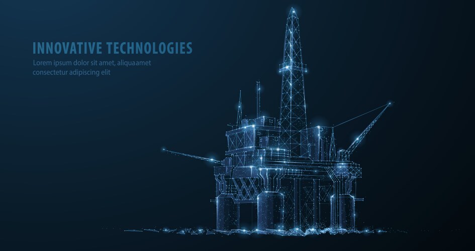 Oil rig abstract 3d floating platform Royalty Free Vector