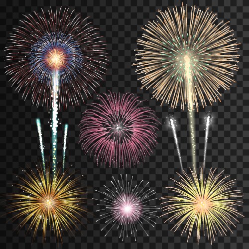 Fireworks sparkles in circles 3d realistic Vector Image