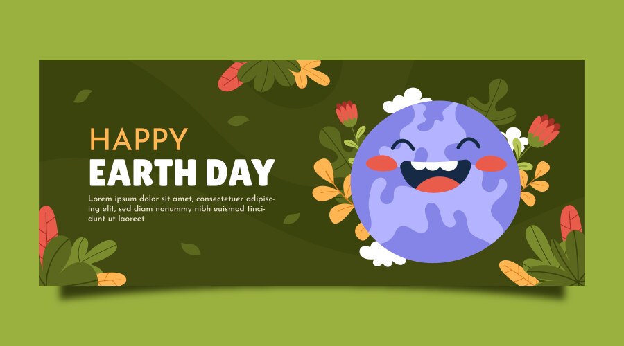 Hand drawn earth day horizontal banner Royalty Free Vector