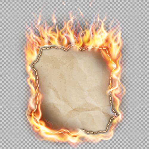 Burning piece of crumpled paper with copy space Vector Image