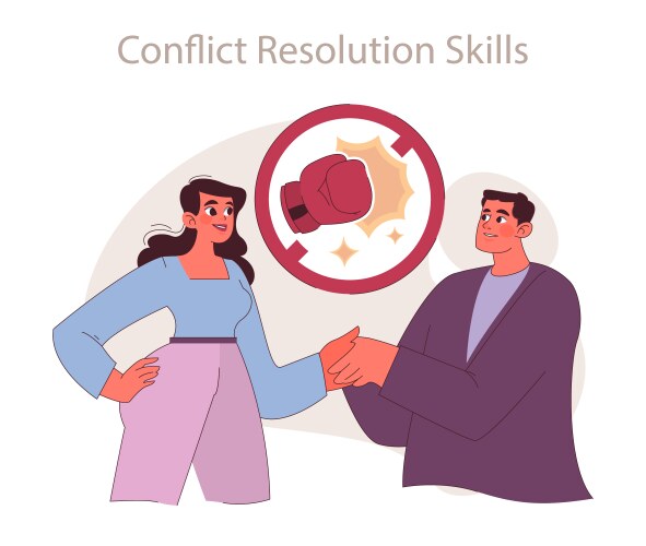 Conflict resolution skills concept Royalty Free Vector Image