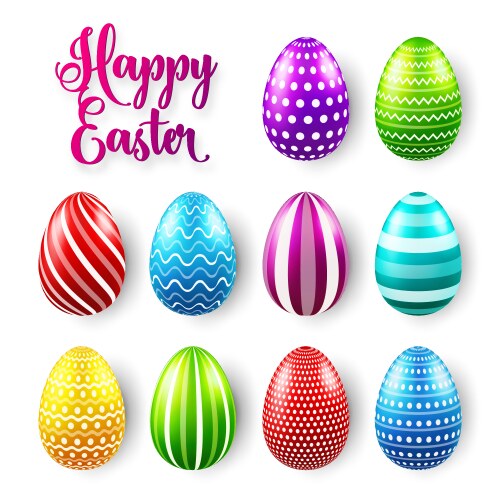 Easter eggs colored set spring holidays in april Vector Image