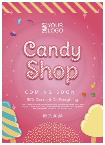 Pink candy bar business poster template Royalty Free Vector