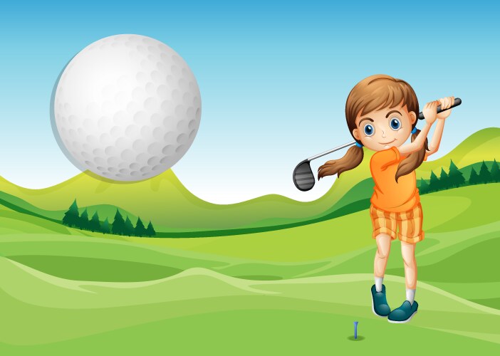 A sporty girl playing golf Royalty Free Vector Image
