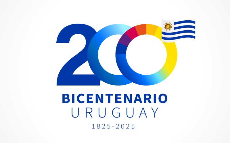 200 anos logo bicentenario uruguay 1825-2025 Vector Image