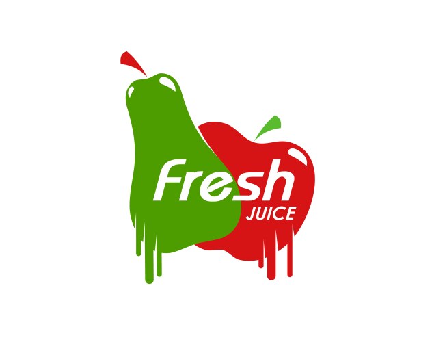Fresh juice label sticker design natural drink Vector Image