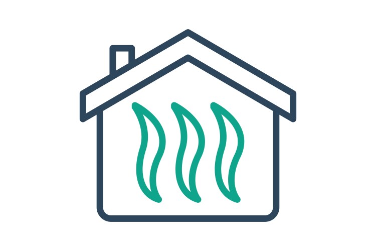 Heating icon house with heat related Royalty Free Vector