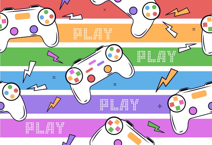 Gamer pattern seamless print with game controller Vector Image