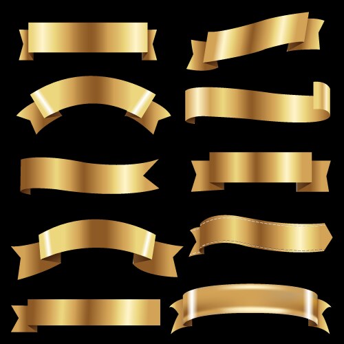 Gold ribbon banner Royalty Free Vector Image - VectorStock