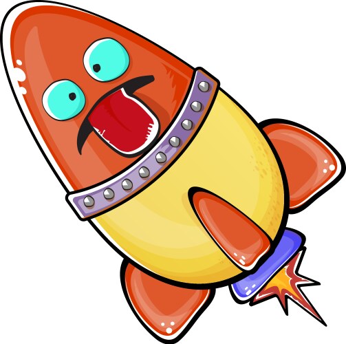 Rocket spaceship character cartoon space Vector Image