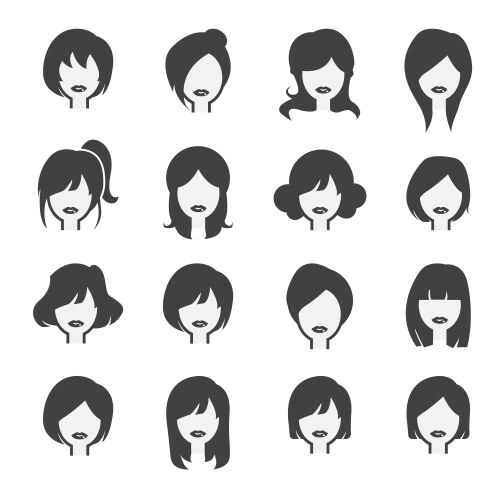 Woman hair style icon set Royalty Free Vector Image