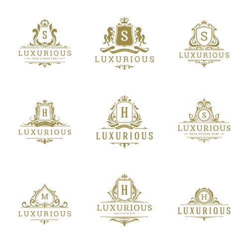 Luxury monograms logos templates objects Vector Image