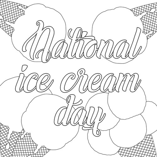 National ice cream day coloring page Royalty Free Vector