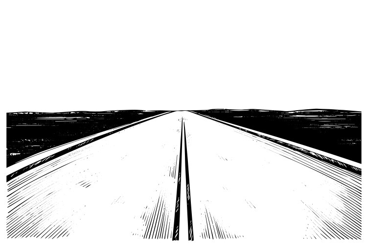 Simple road hand drawn ink sketch highway Vector Image
