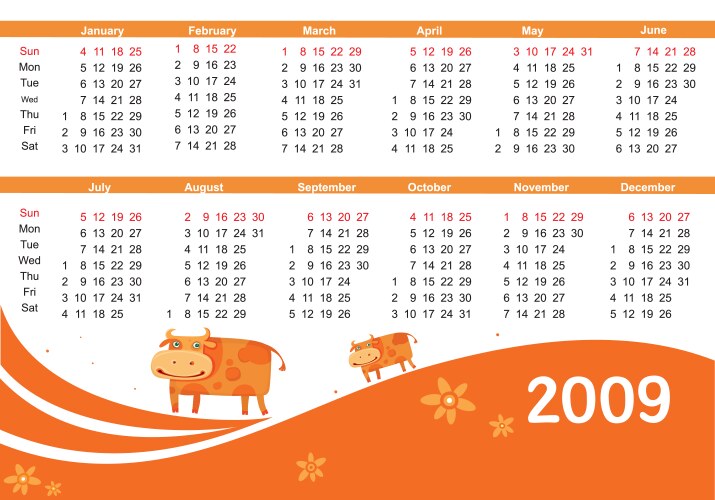 2009 sea calendar Royalty Free Vector Image - VectorStock