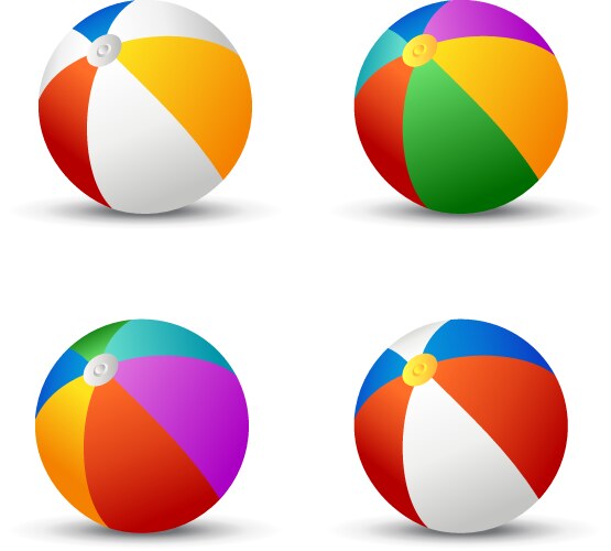 Realistic beach balls set isolated Royalty Free Vector Image
