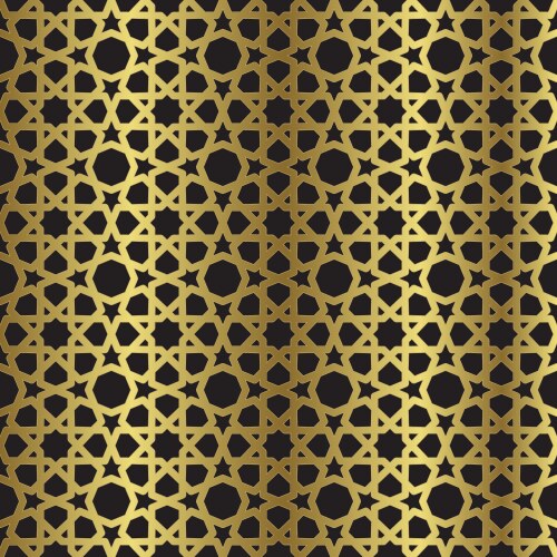 Gold islamic pattern on black background Vector Image
