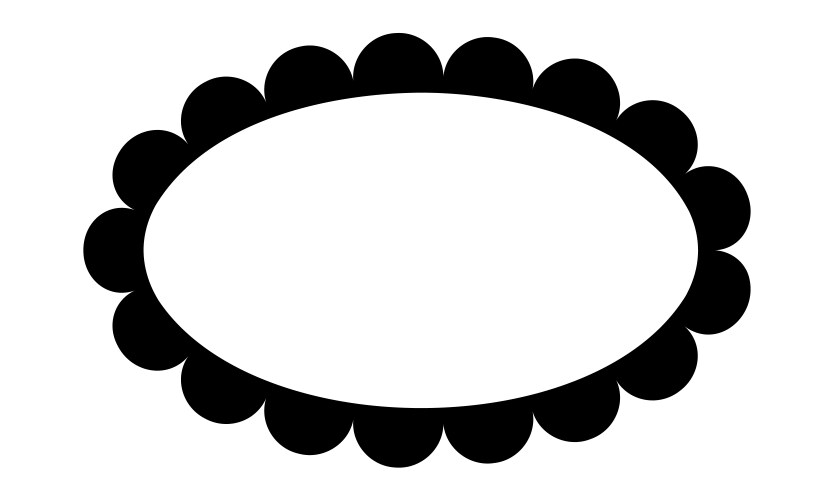 Oval frame with scalloped borders elliptic Vector Image