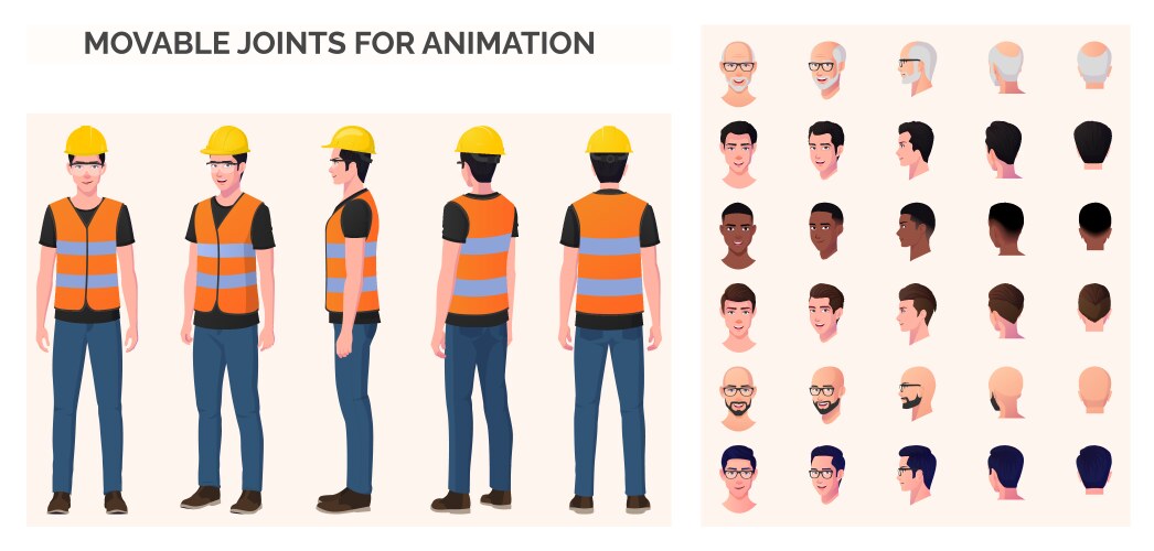 Man character constructor for animation Royalty Free Vector