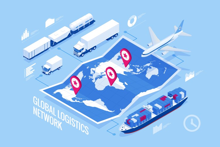 Web template banner global logistics network flat Vector Image